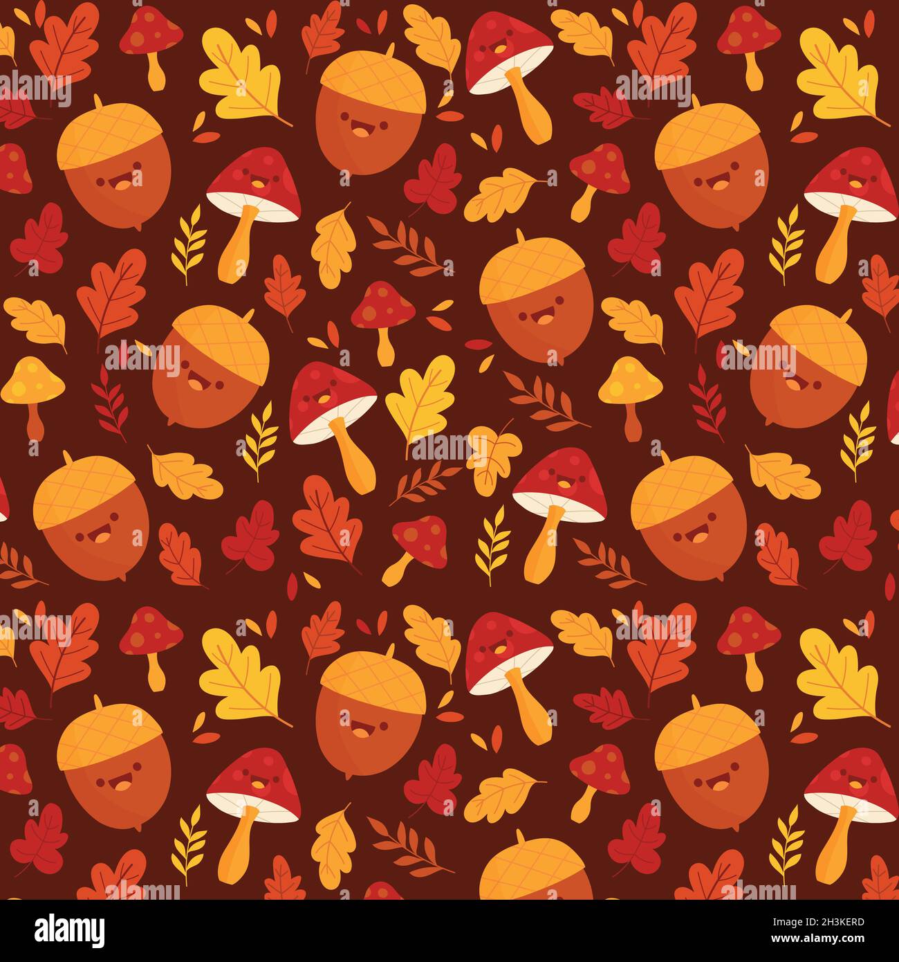 hand drawn cute autumn pattern vector design illustration Stock Vector ...