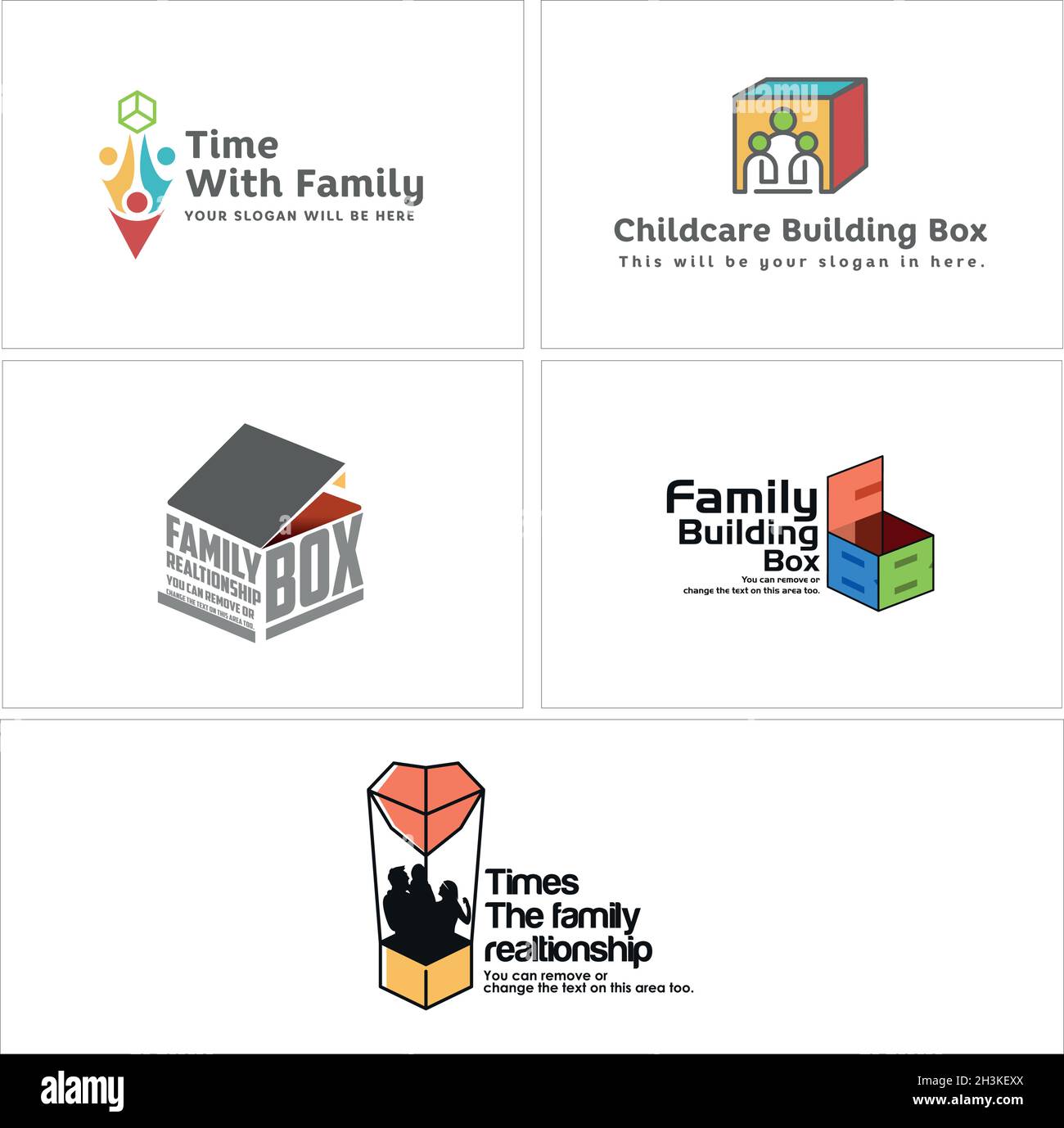 Colorful playful building box family recreation logo design Stock ...