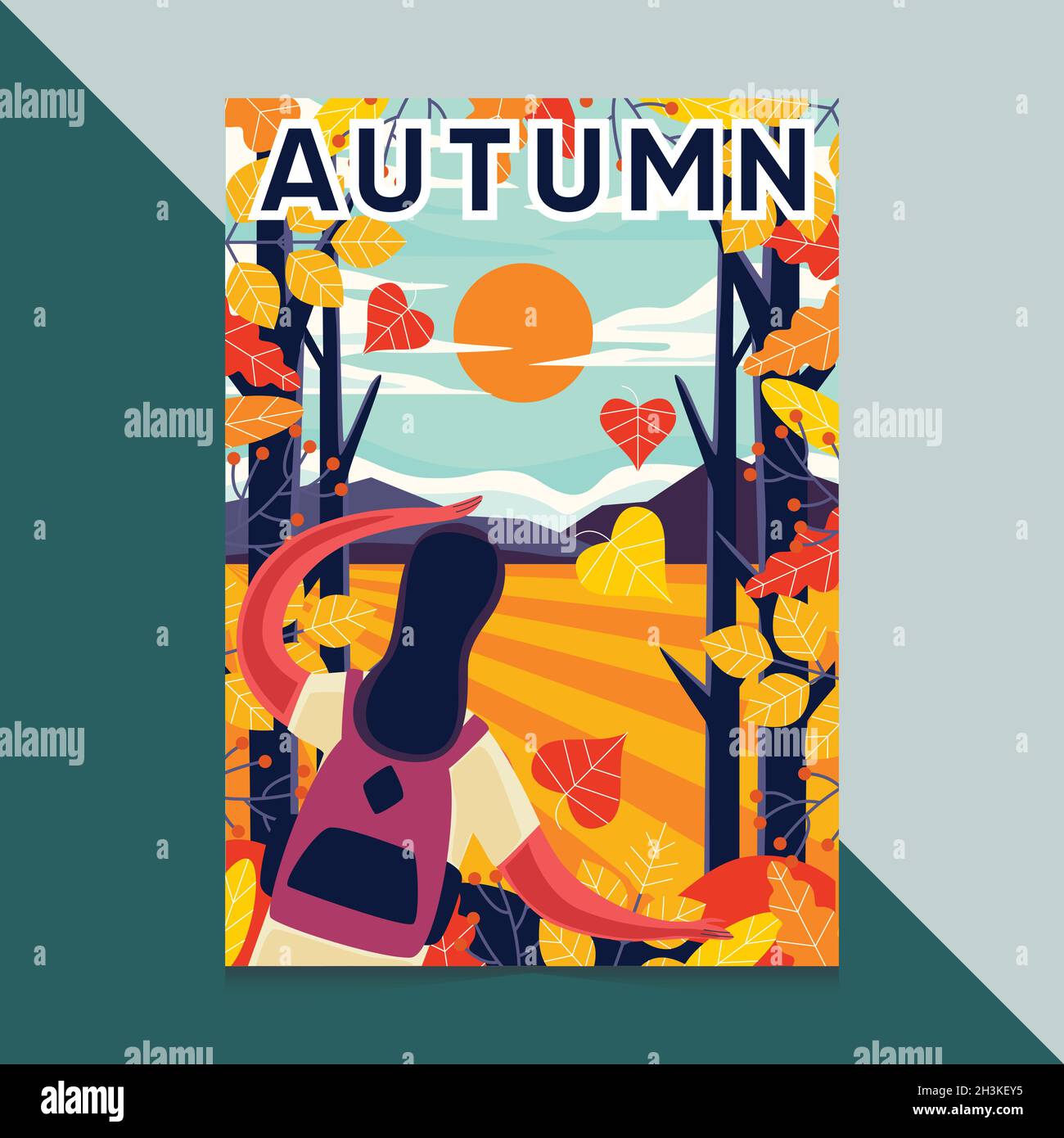 hand drawn poster with autumn vector design illustration Stock Vector ...