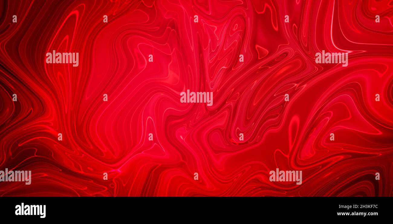 Creative abstract mixed red color painting with marble liquid effect ...
