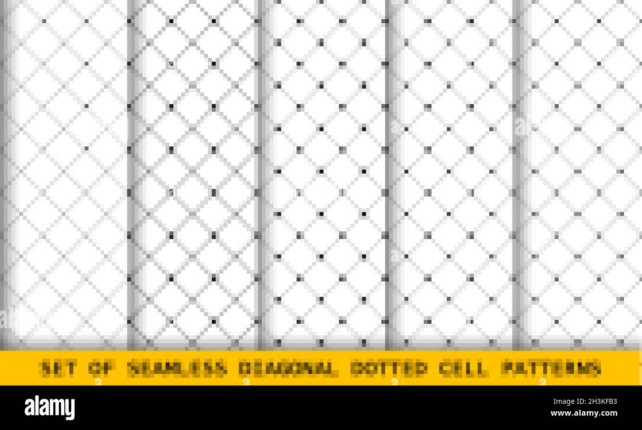 Diagonal dotted cell backgrounds seamless art set Stock Vector Image ...
