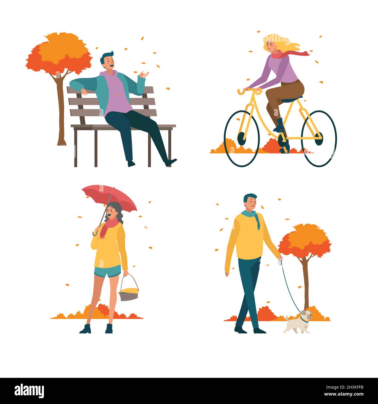 people autumn park vector design illustration Stock Vector Image & Art ...