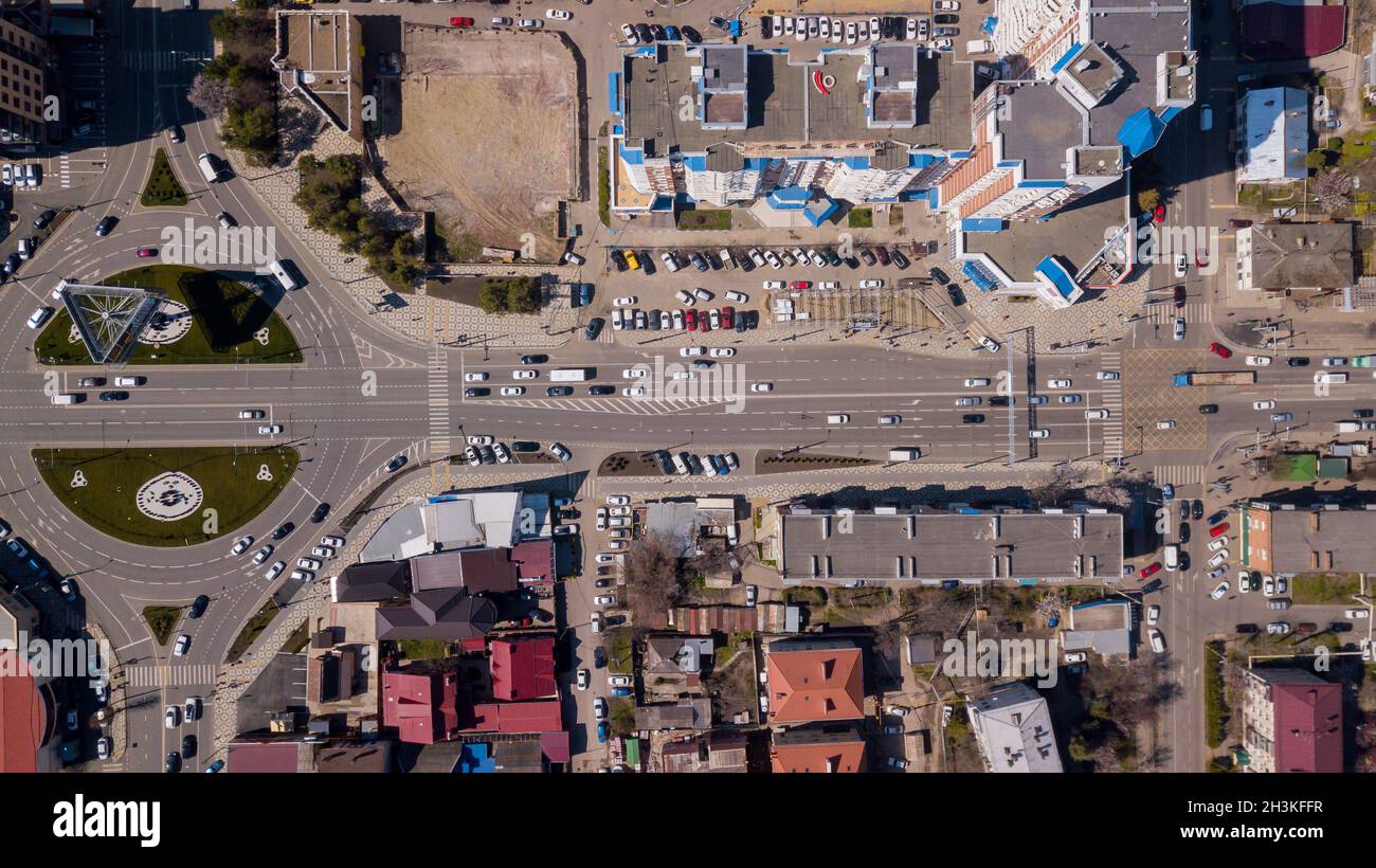 Top down view city road with cityscapes Stock Photo - Alamy