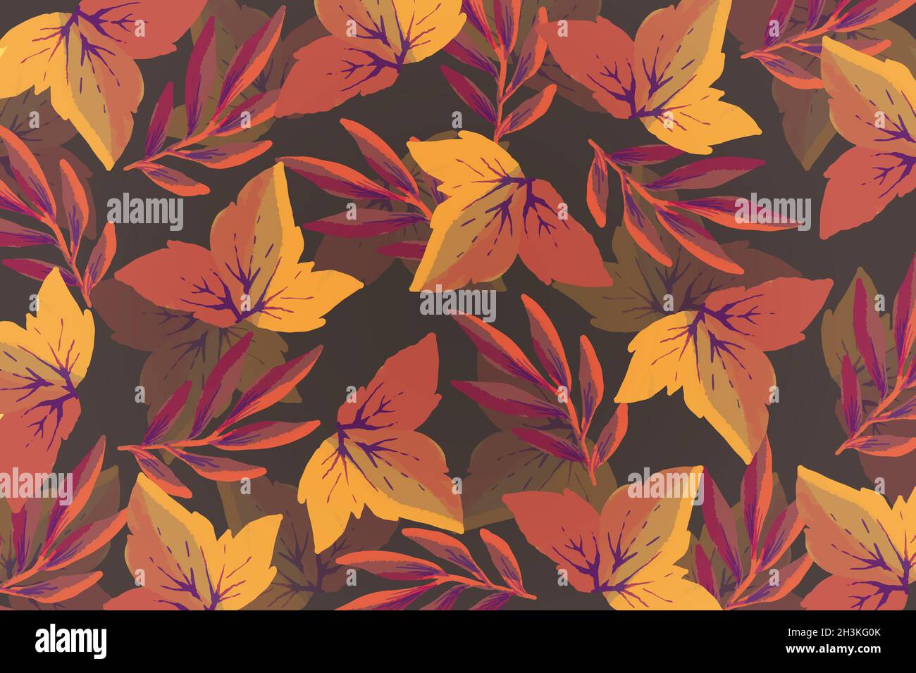 watercolor autumn background with leaves vector design illustration ...