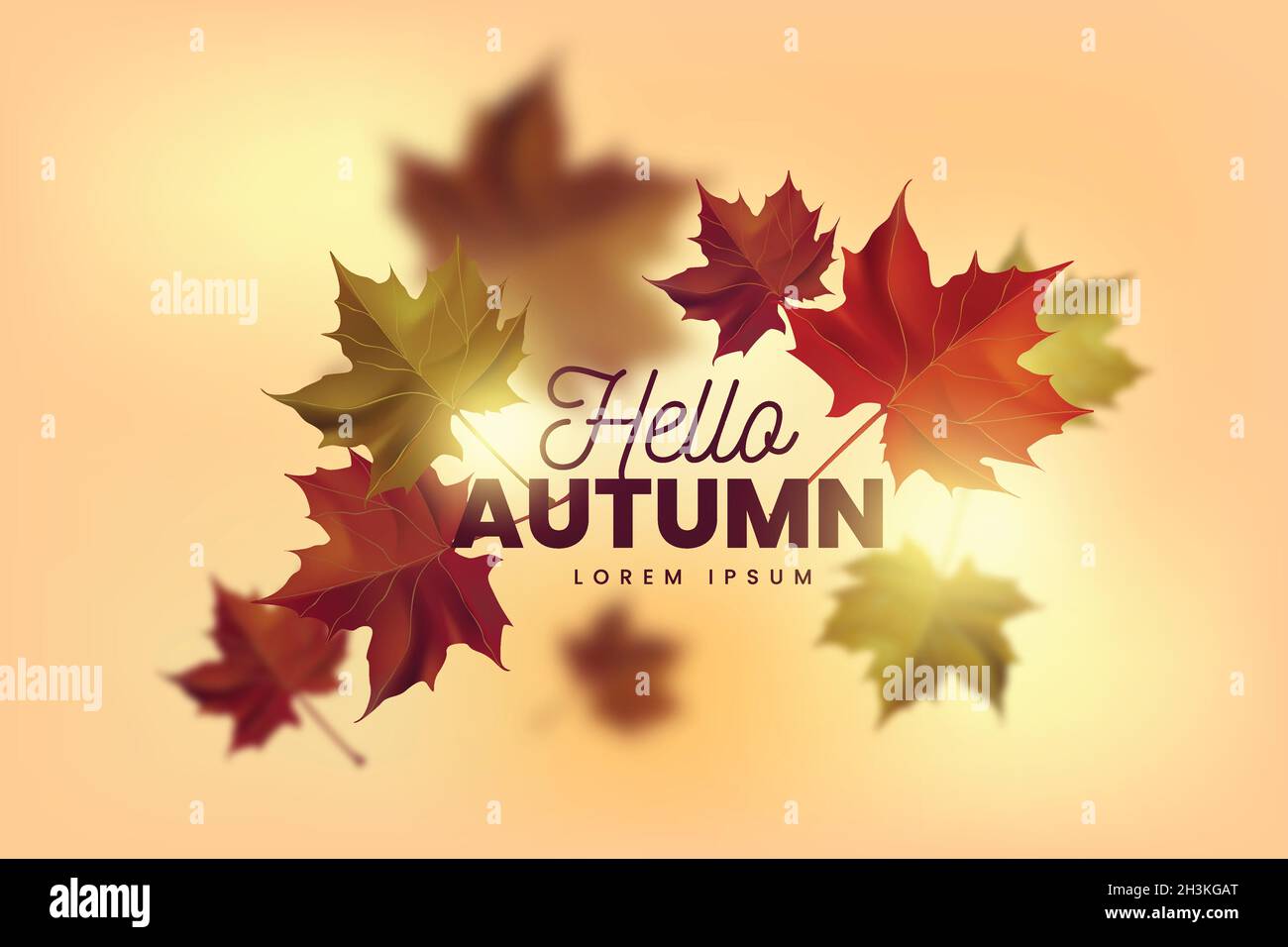 realistic autumn background with leaves vector design illustration ...