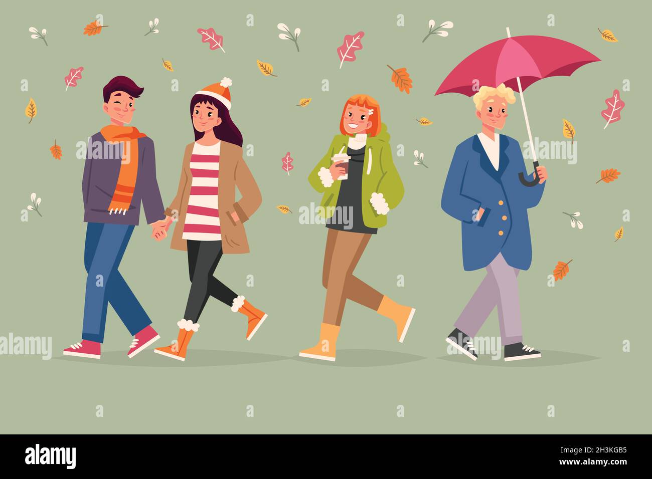 people walking autumn vector design illustration Stock Vector Image ...
