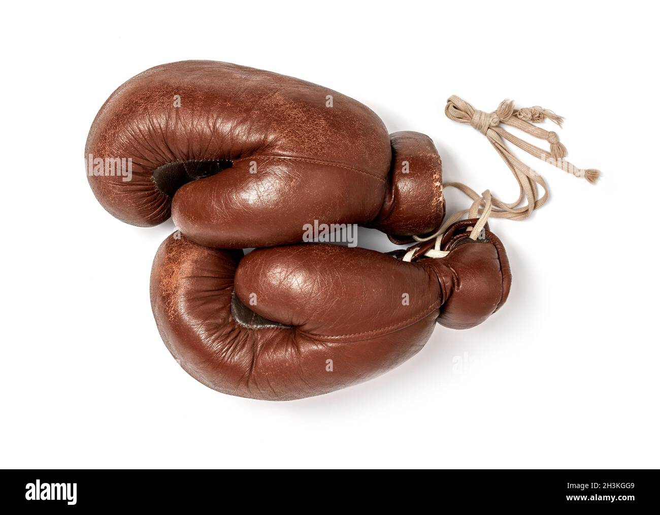 Used boxing gloves on white background Stock Photo - Alamy