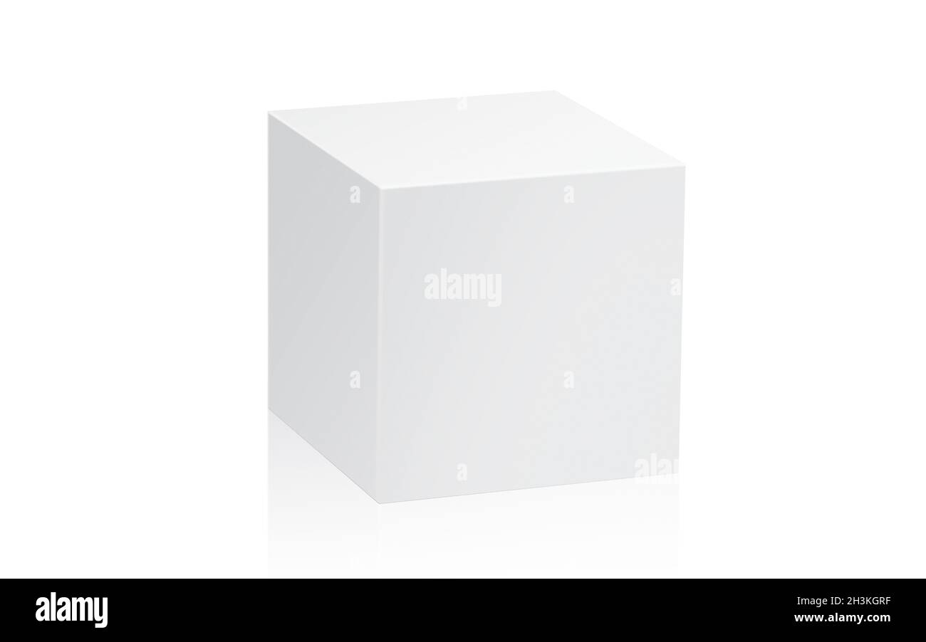 White cube on white background Stock Photo - Alamy
