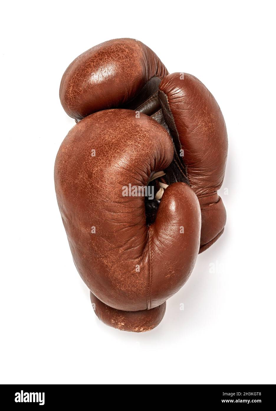 Used boxing gloves on white background Stock Photo - Alamy