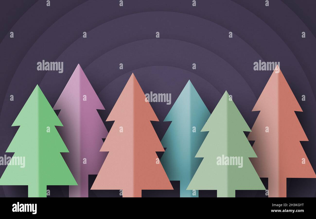 Paper trees postcard concept Stock Photo - Alamy