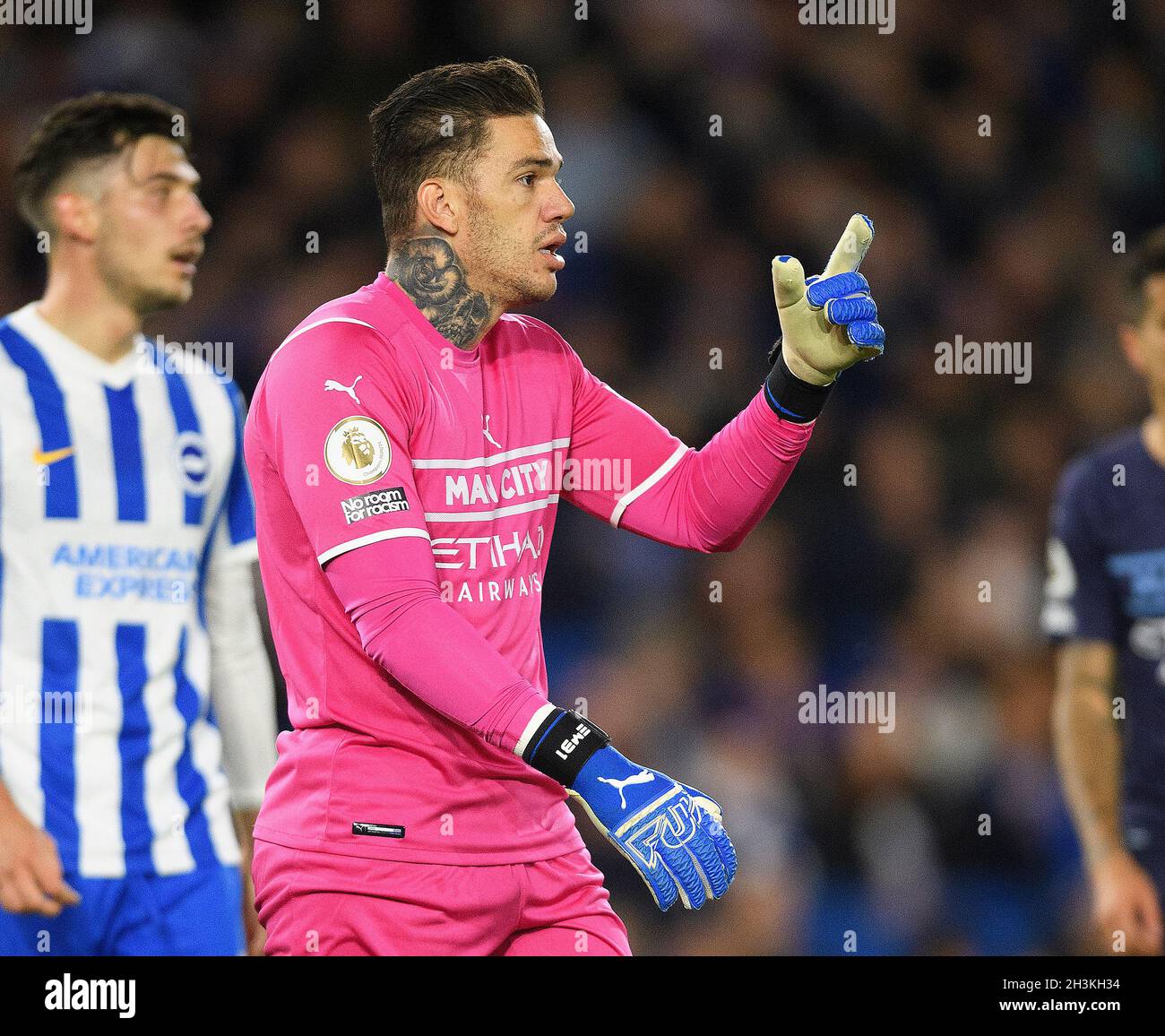 Manchester City's Ederson during the match at the Amex Stadium ...