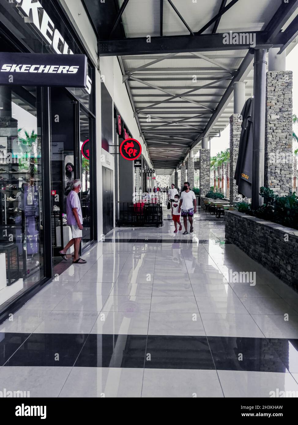BODRUM, TURKEY - Jul 30, 2021: The vertical shot of the marble walkway ...