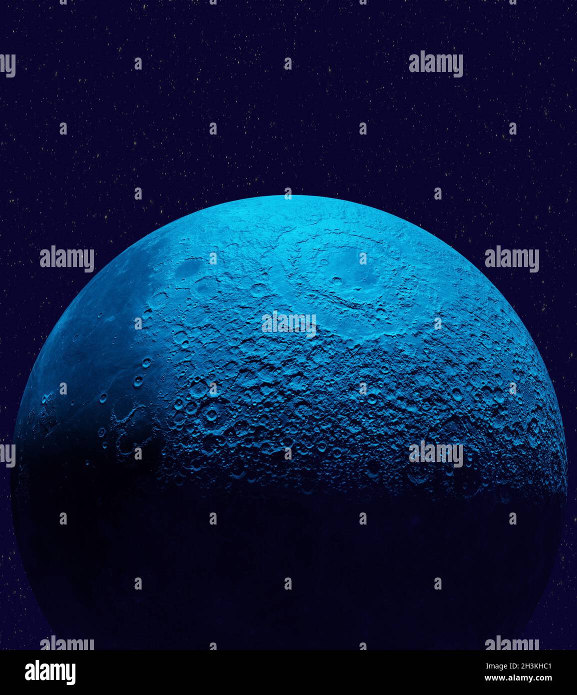 blue moon realistic in the starry sky, 3d render Stock Photo - Alamy