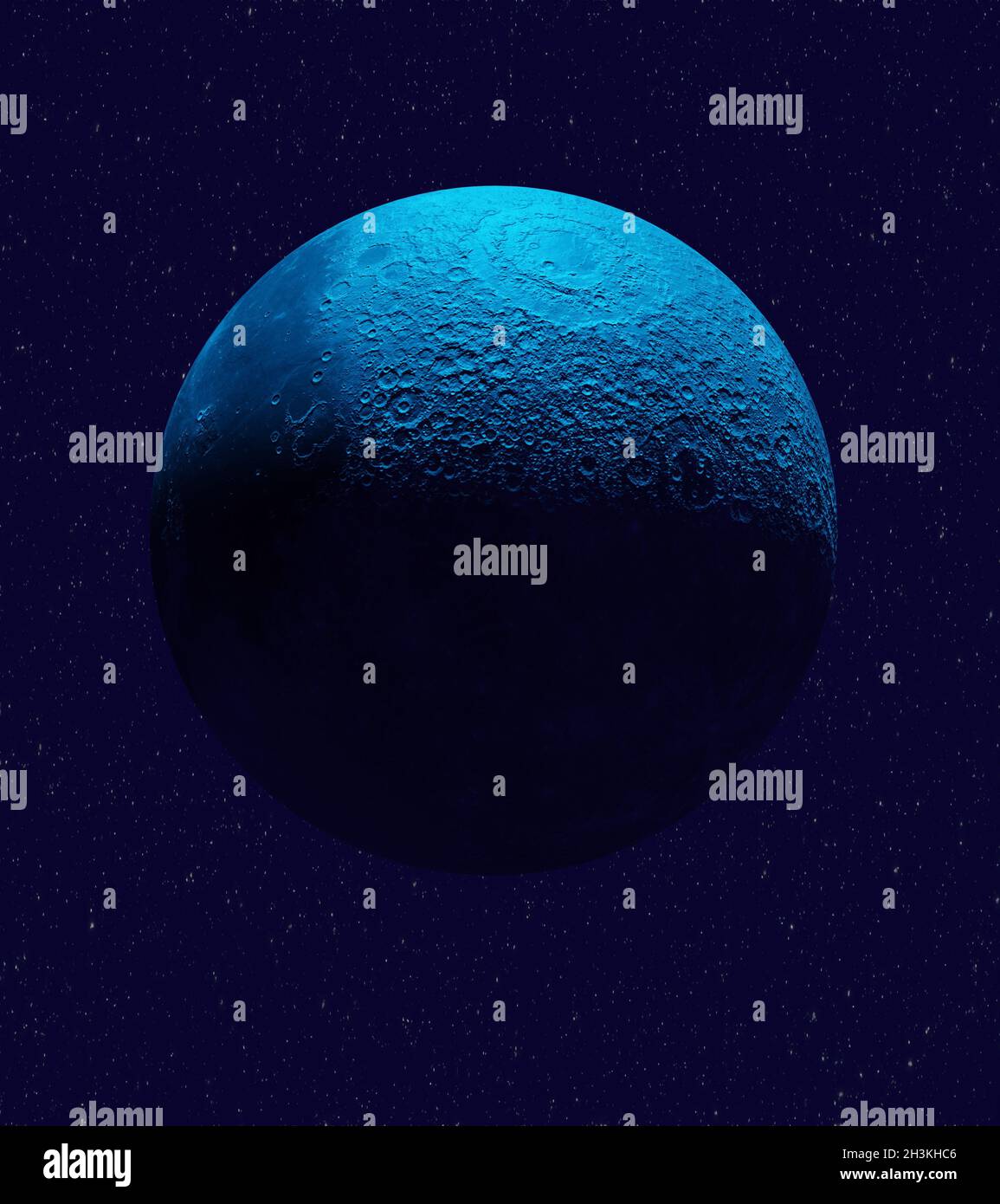 blue moon realistic in the starry sky, 3d render Stock Photo - Alamy