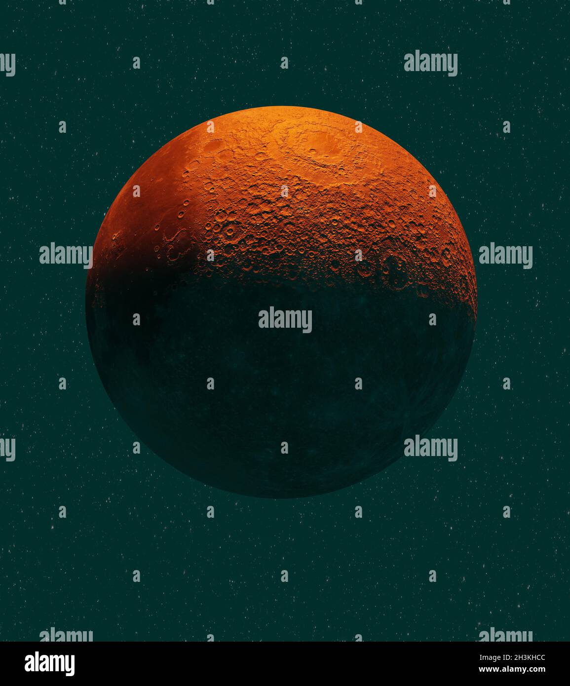 red orange moon realistic in the starry sky, 3d render Stock Photo - Alamy