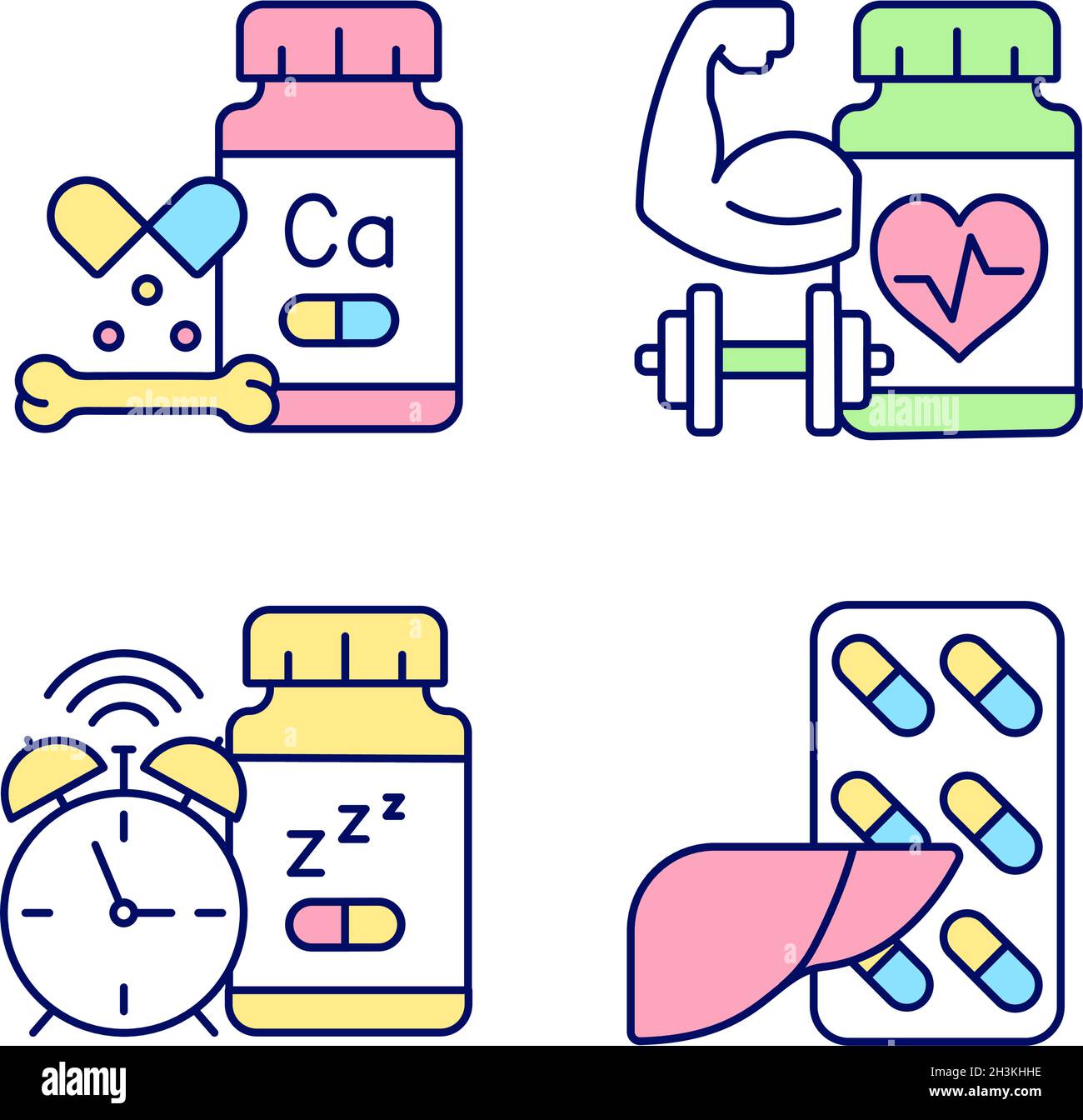 Food supplements RGB color icons set Stock Vector Image & Art - Alamy