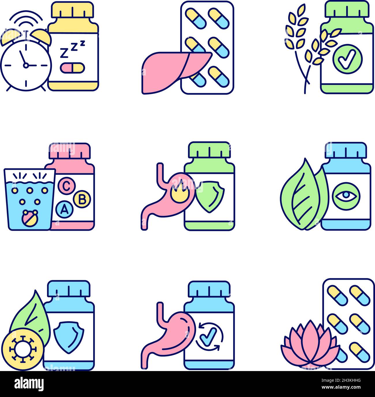 Food supplements RGB color icons set Stock Vector Image & Art - Alamy