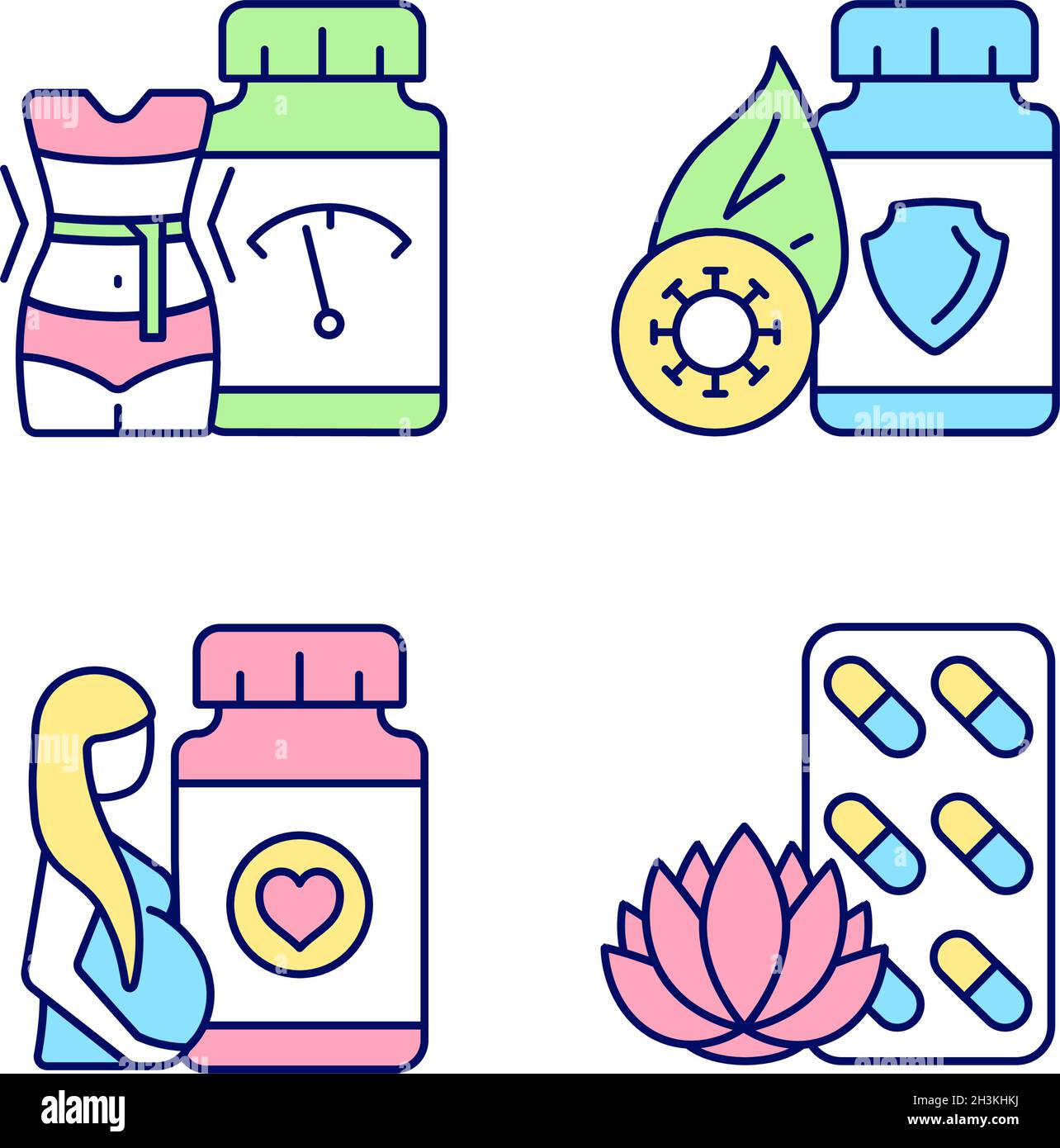 Food supplements RGB color icons set Stock Vector Image & Art - Alamy