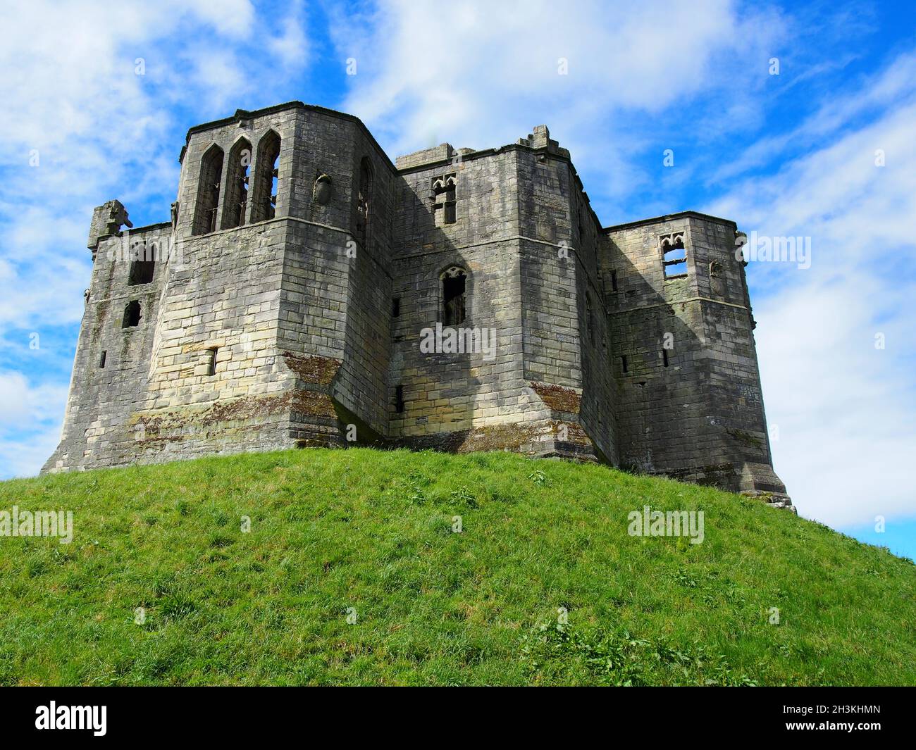 The medieval walkworth castle in northumbria Stock Photo - Alamy
