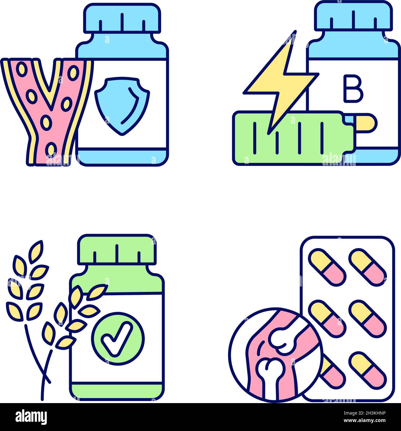 Food supplements RGB color icons set Stock Vector Image & Art - Alamy