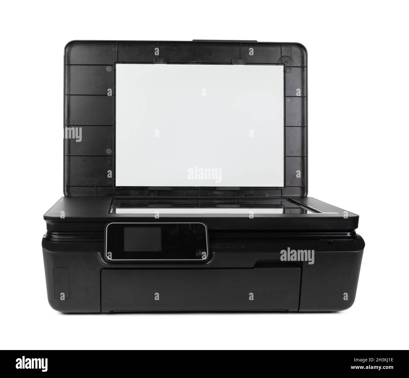 Black multi function printer isolated against a white background Stock ...