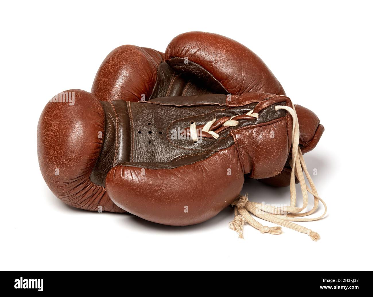 Used boxing gloves on white background Stock Photo - Alamy