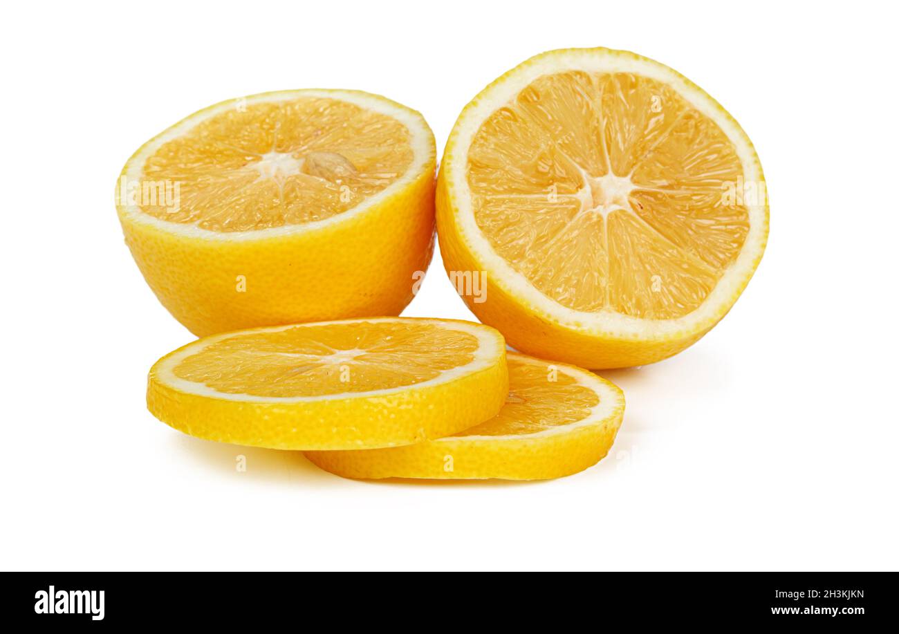 Chopped lemon fruit isolated on white background Stock Photo - Alamy