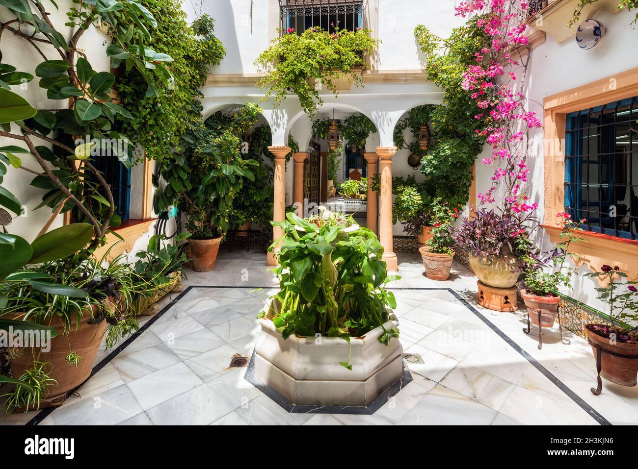 Cordoba, Spain - May 21, 2019: Typical Andalusian Courtyard decorated ...
