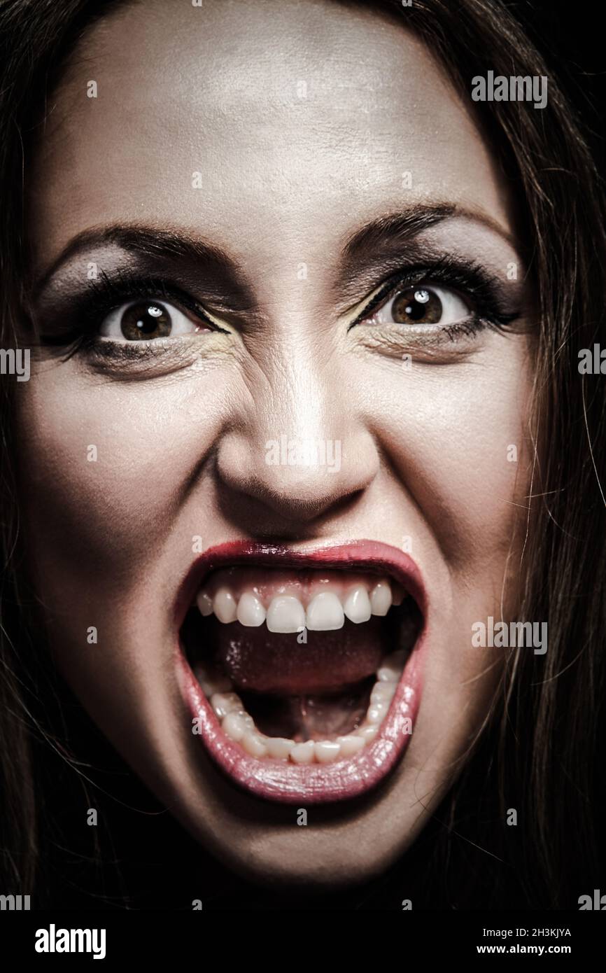 Portrait young angry woman. Negative human emotion face Stock Photo - Alamy