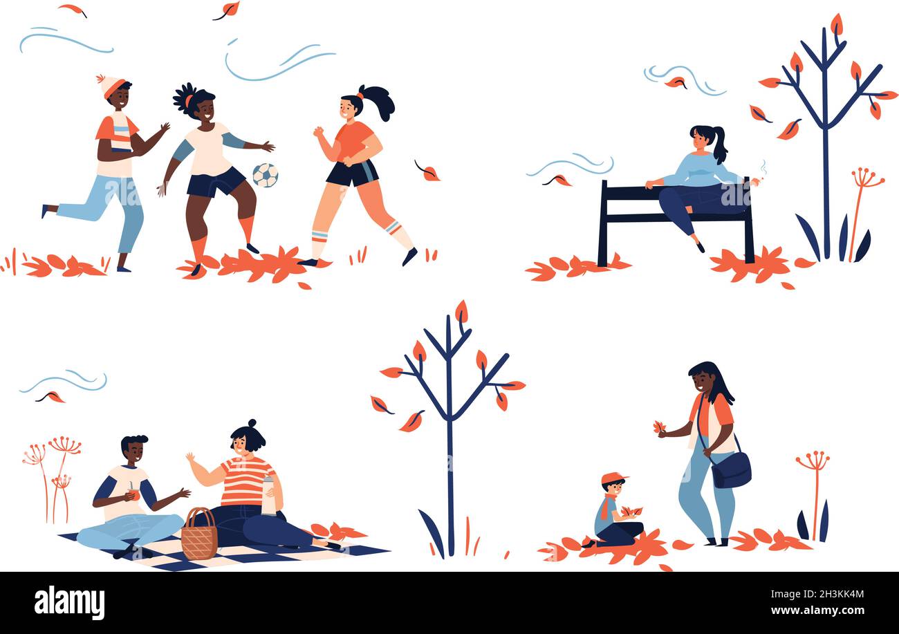 people autumn park vector design illustration Stock Vector Image & Art ...