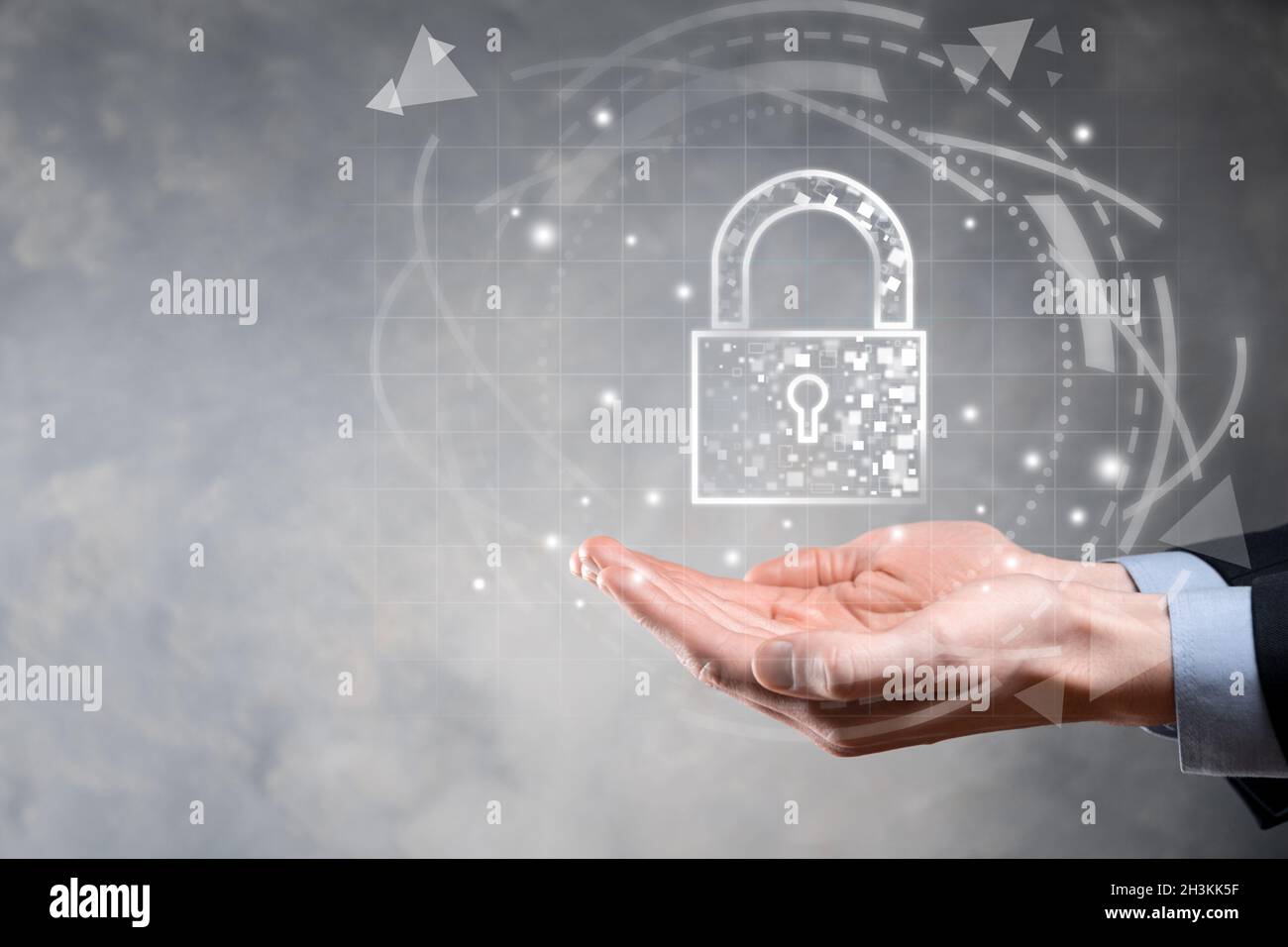 Cyber security network. Padlock icon and internet technology networking ...