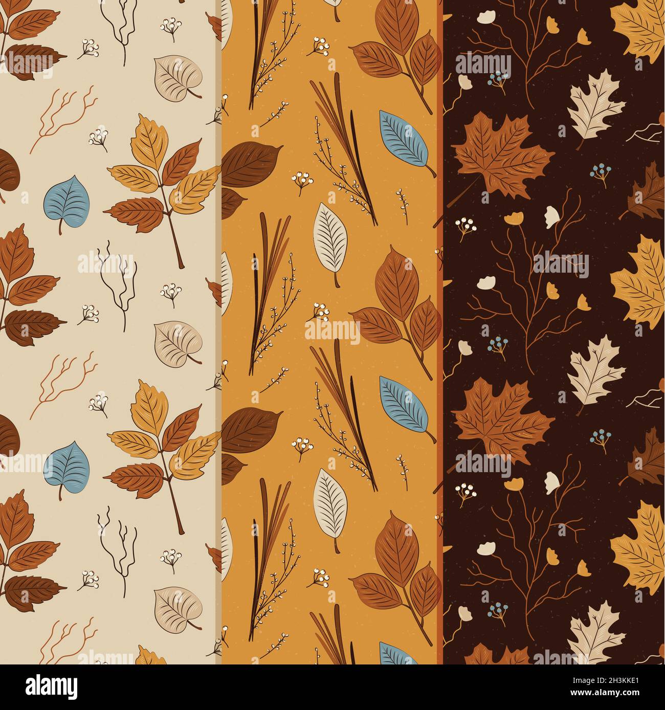 vintage autumn pattern collection vector design illustration Stock ...