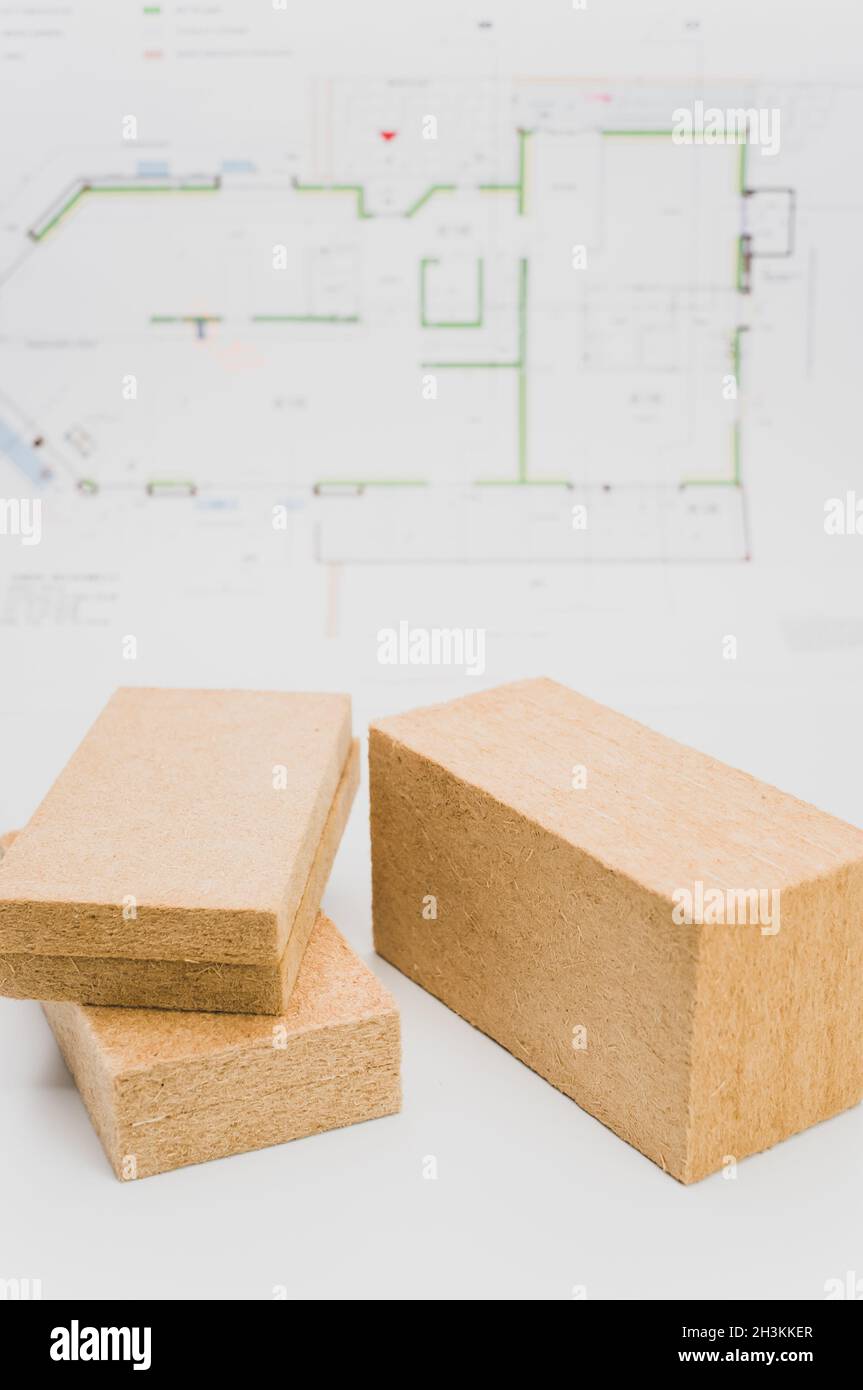 COMO, ITALY - Oct 28, 2021: ecologic natural materials for buildings ...