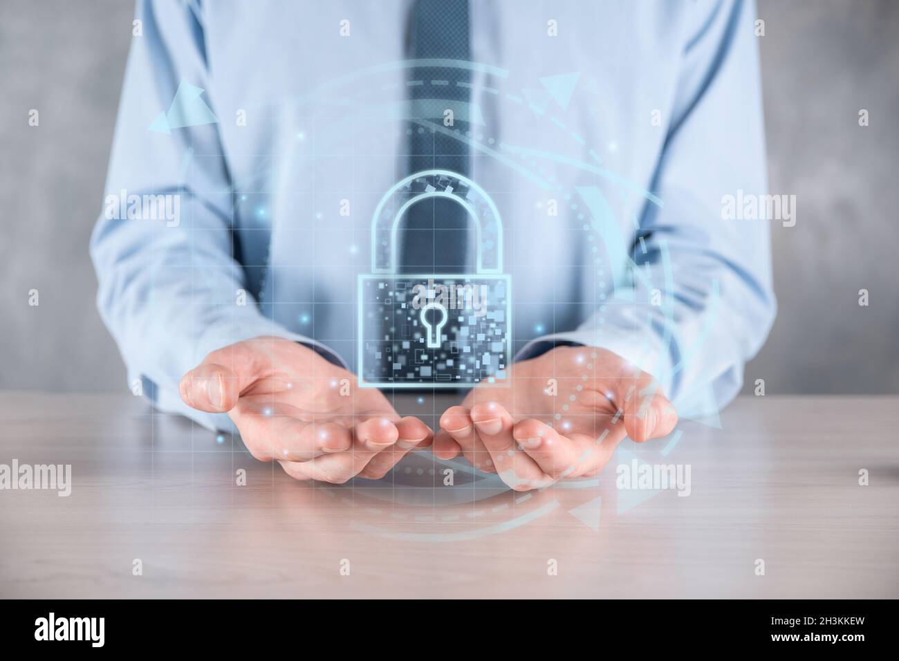 Cyber security network. Padlock icon and internet technology networking ...