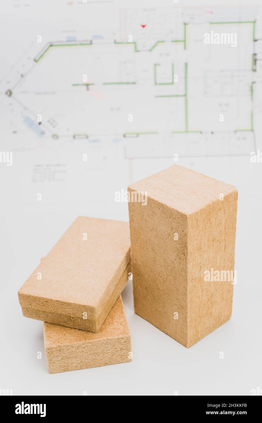 COMO, ITALY - Oct 28, 2021: ecologic natural materials for buildings ...