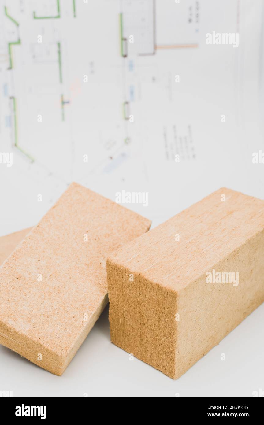 COMO, ITALY - Oct 28, 2021: ecologic natural materials for buildings ...