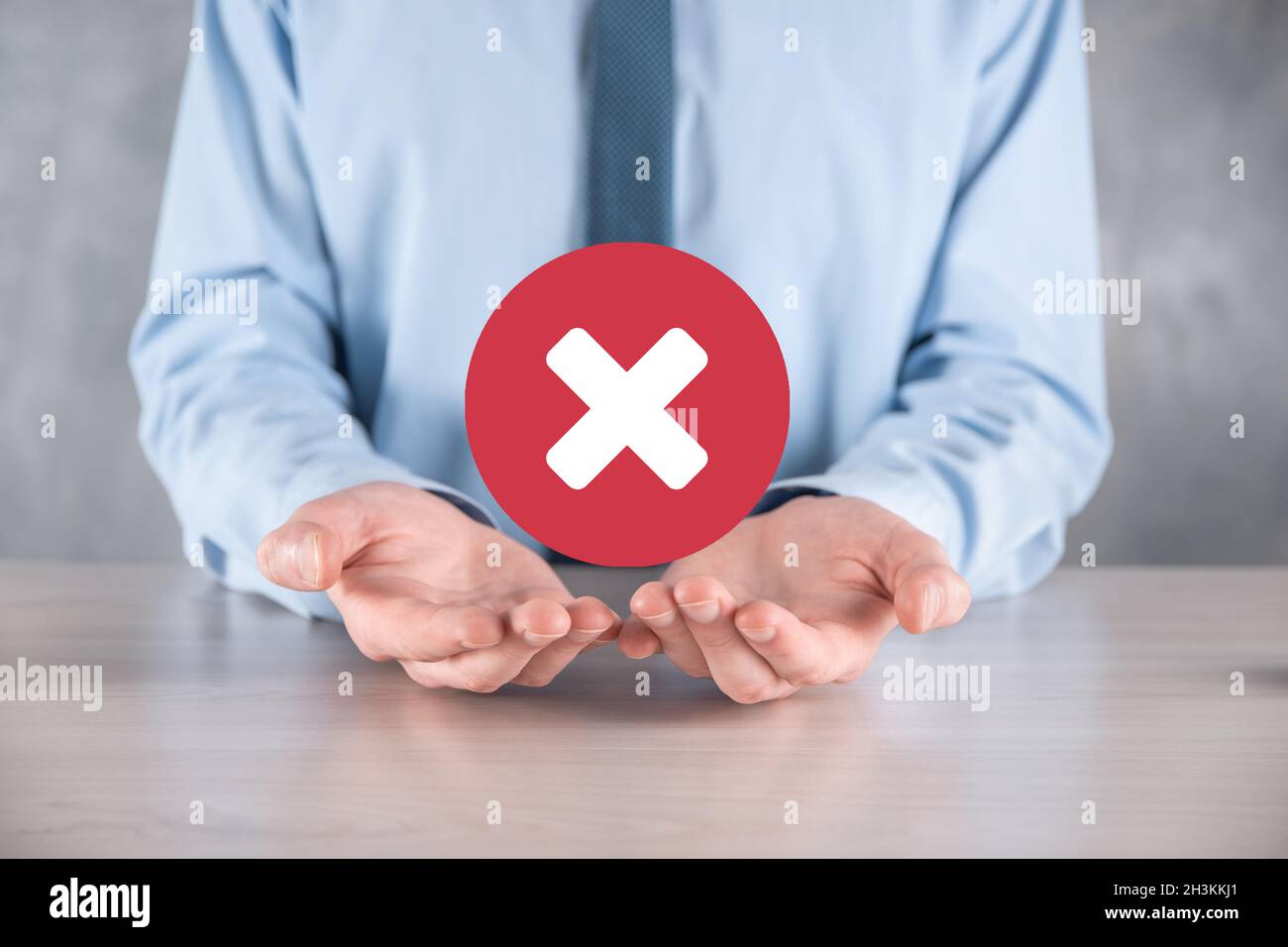 Hand holds icon,cancellation symbol,cancel icon.Cross mark flat red ...