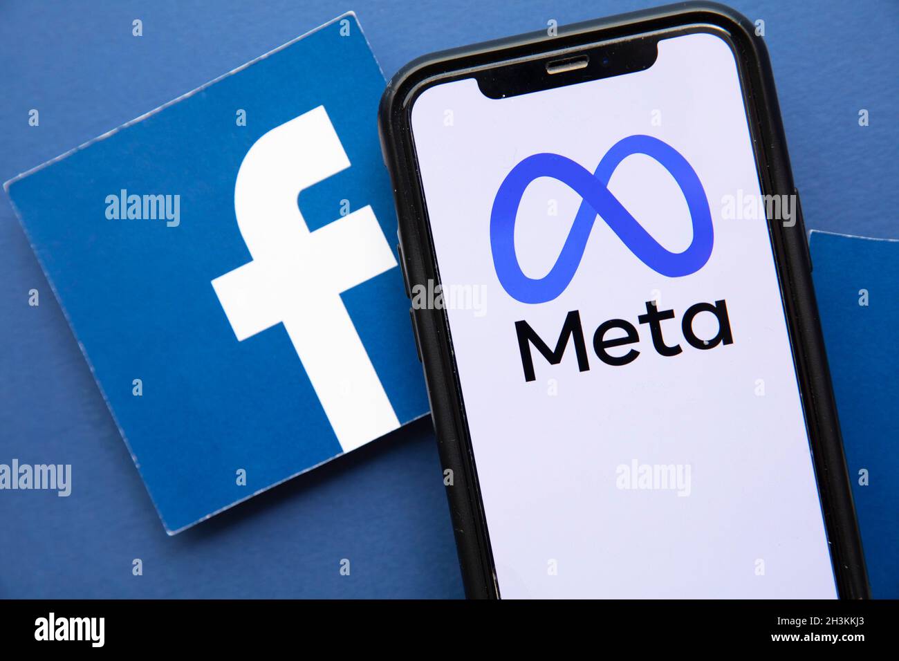 LONDON, UK - October 2021: Facebook social media company changes its ...