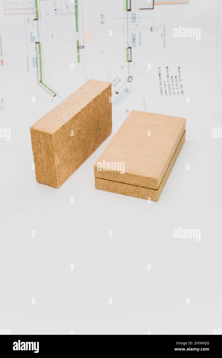 COMO, ITALY - Oct 28, 2021: ecologic natural materials for buildings ...