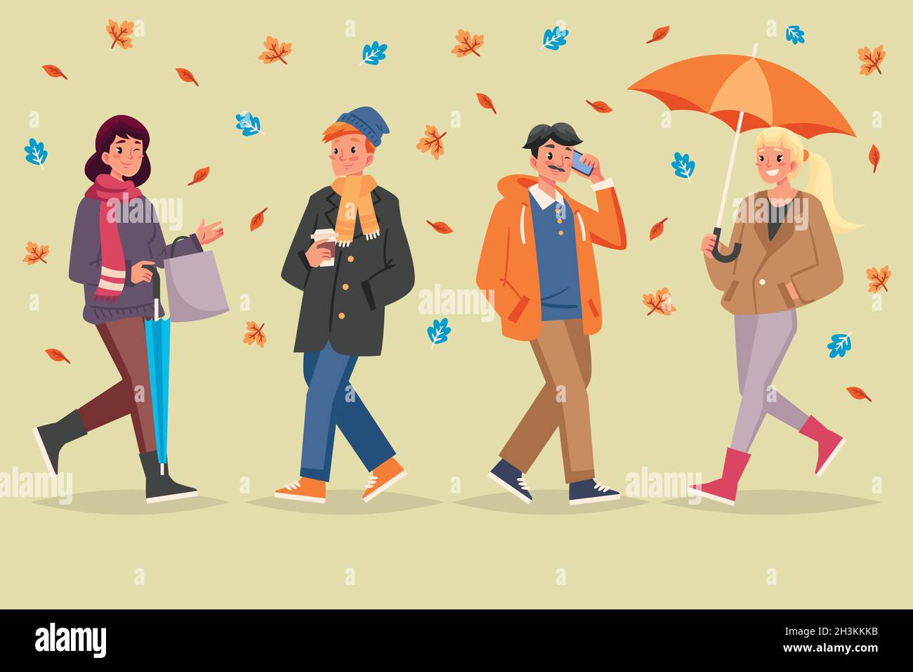 people walking autumn vector design illustration Stock Vector Image ...