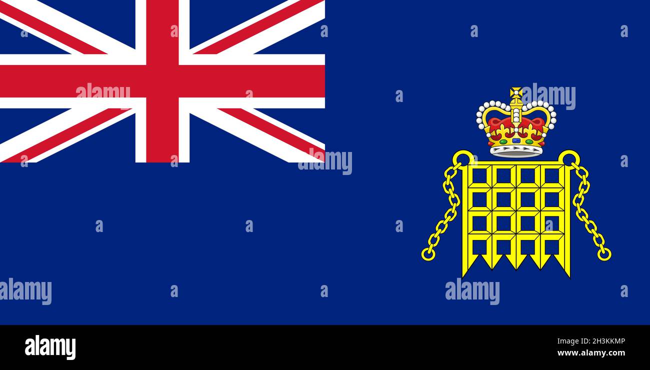 Top view of flag of HM Customs Ensign . flag of united kingdom of great ...