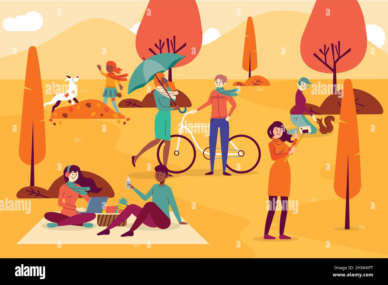 people autumn park vector design illustration Stock Vector Image & Art ...