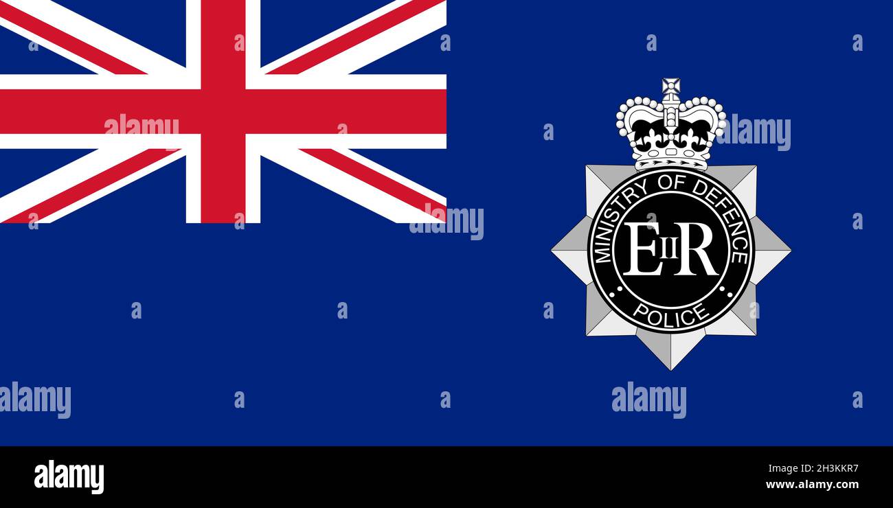 Top view of flag of Ministry Of Defence Police Ensign . flag of united ...