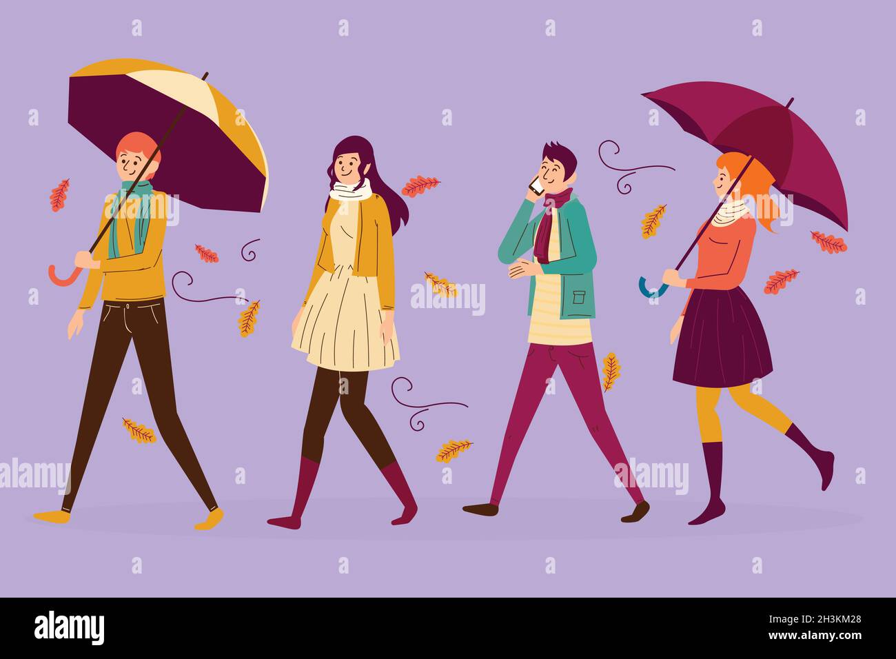 people walking autumn vector design illustration Stock Vector Image ...