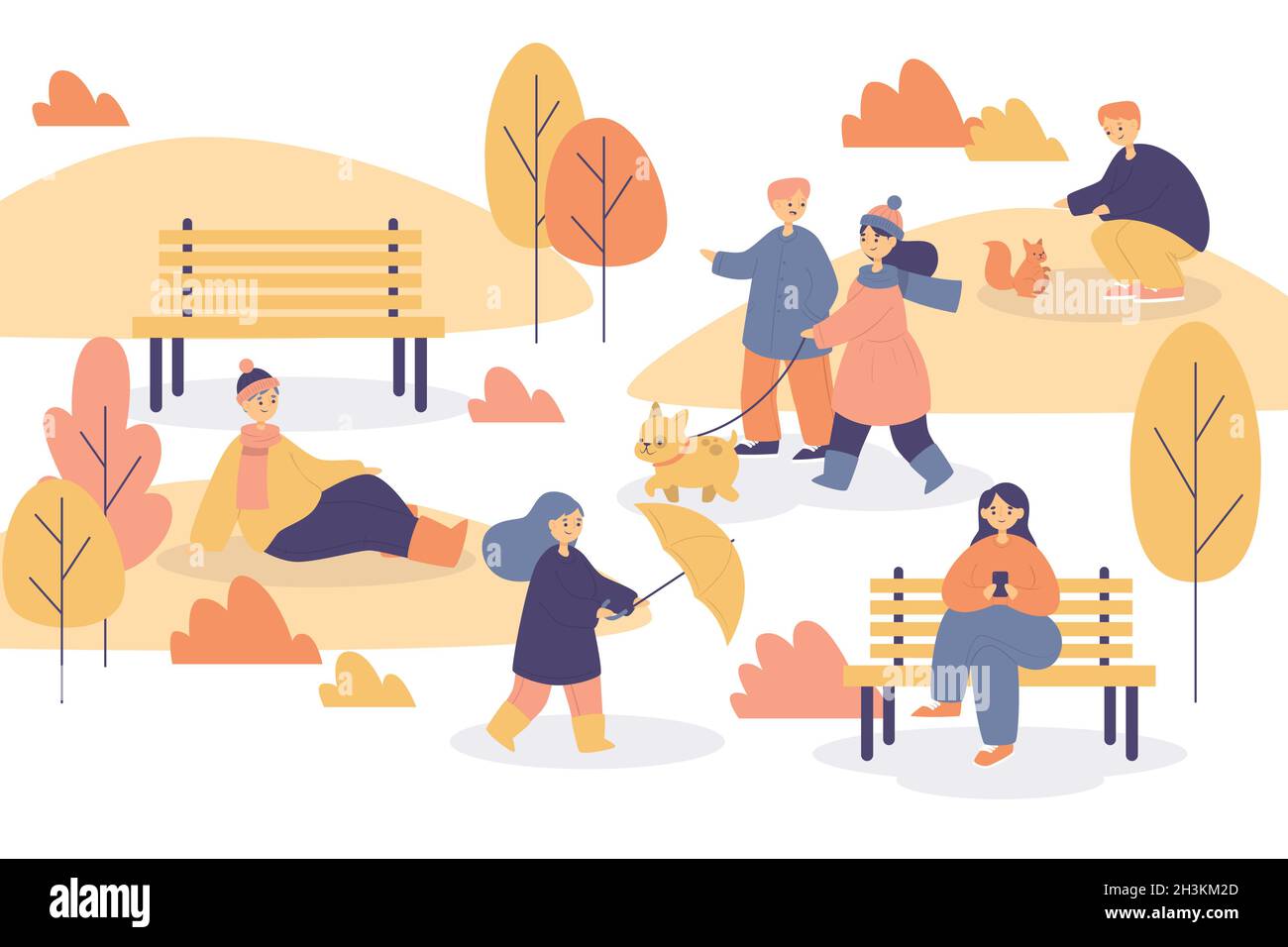 people autumn park vector design illustration Stock Vector Image & Art ...