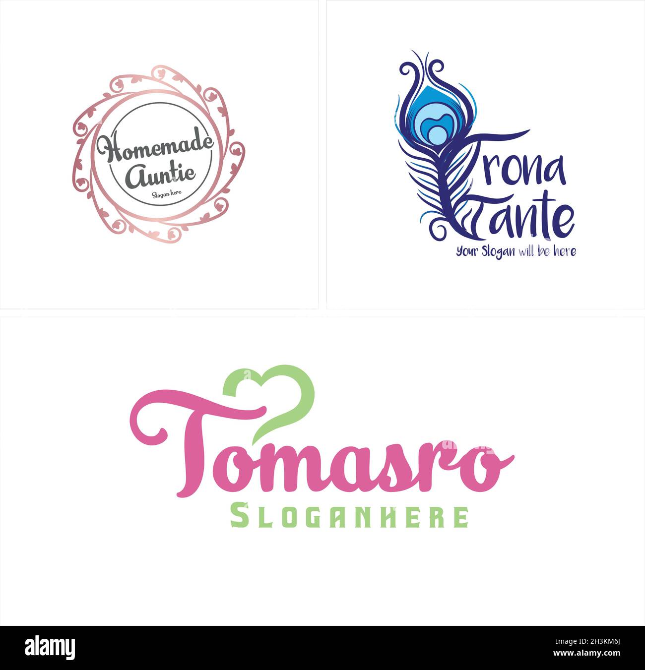 Modern homemade craft swirl feather logo design Stock Vector Image ...