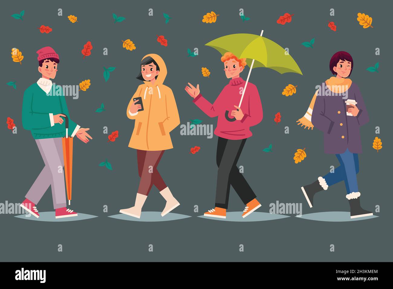 people walking autumn vector design illustration Stock Vector Image ...