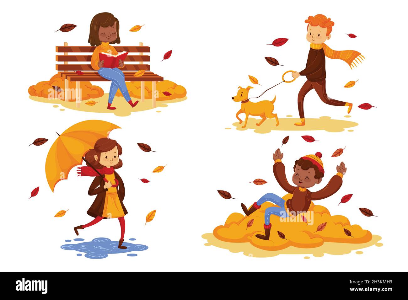 people autumn park vector design illustration Stock Vector Image & Art ...