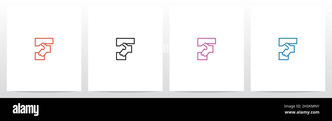 Handshake Outline On Letter Logo Design F Stock Vector Image & Art - Alamy