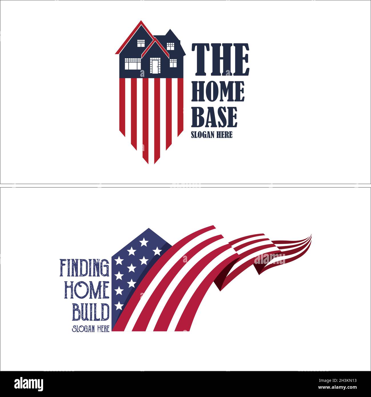 Flat line art home building style of flag USA logo design Stock Vector ...